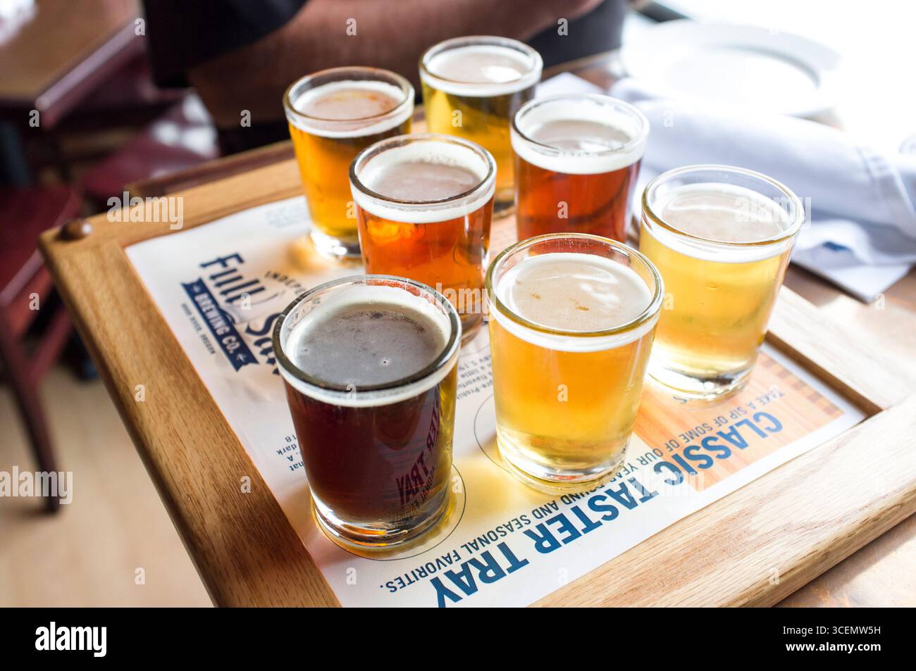 Full Sail Brewing beer sample tray, Hood River, Oregon, USA Stock Photo ...