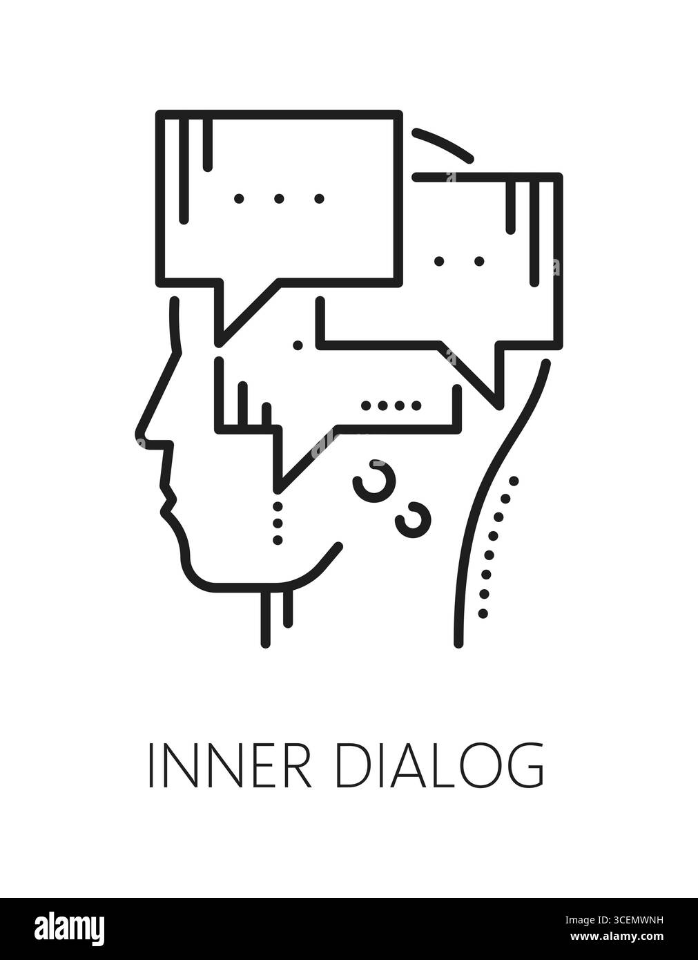 Inner dialog mental health, psychology line icon or pictogram ...