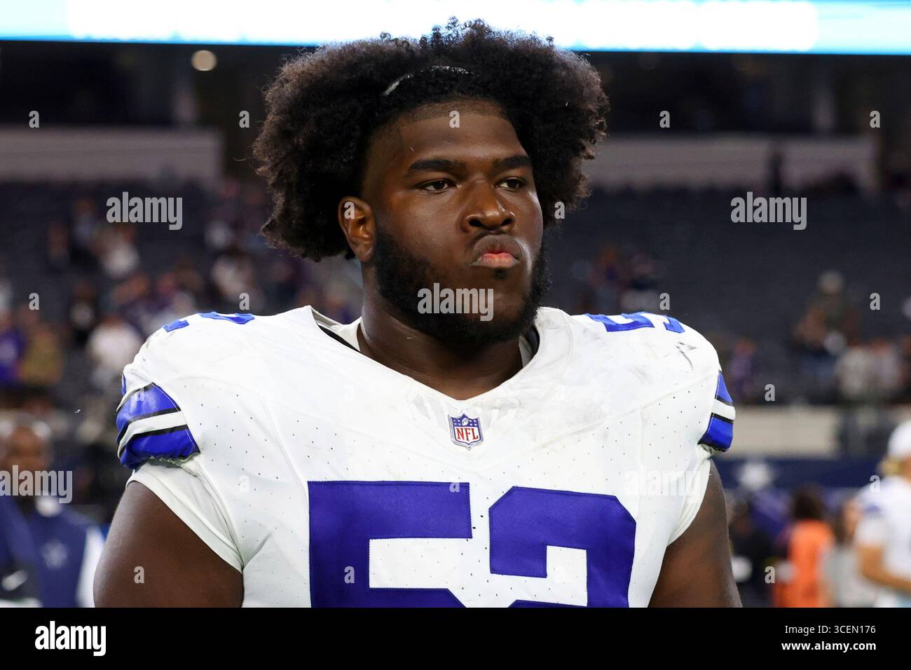 Dallas Cowboys guard Tyler Booker (52) walks off the field after a loss ...