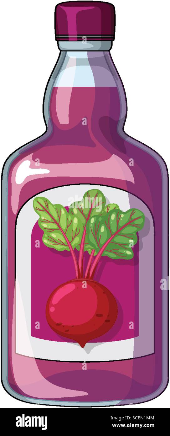 Vector illustration of a clear glass bottle filled with purple beet ...