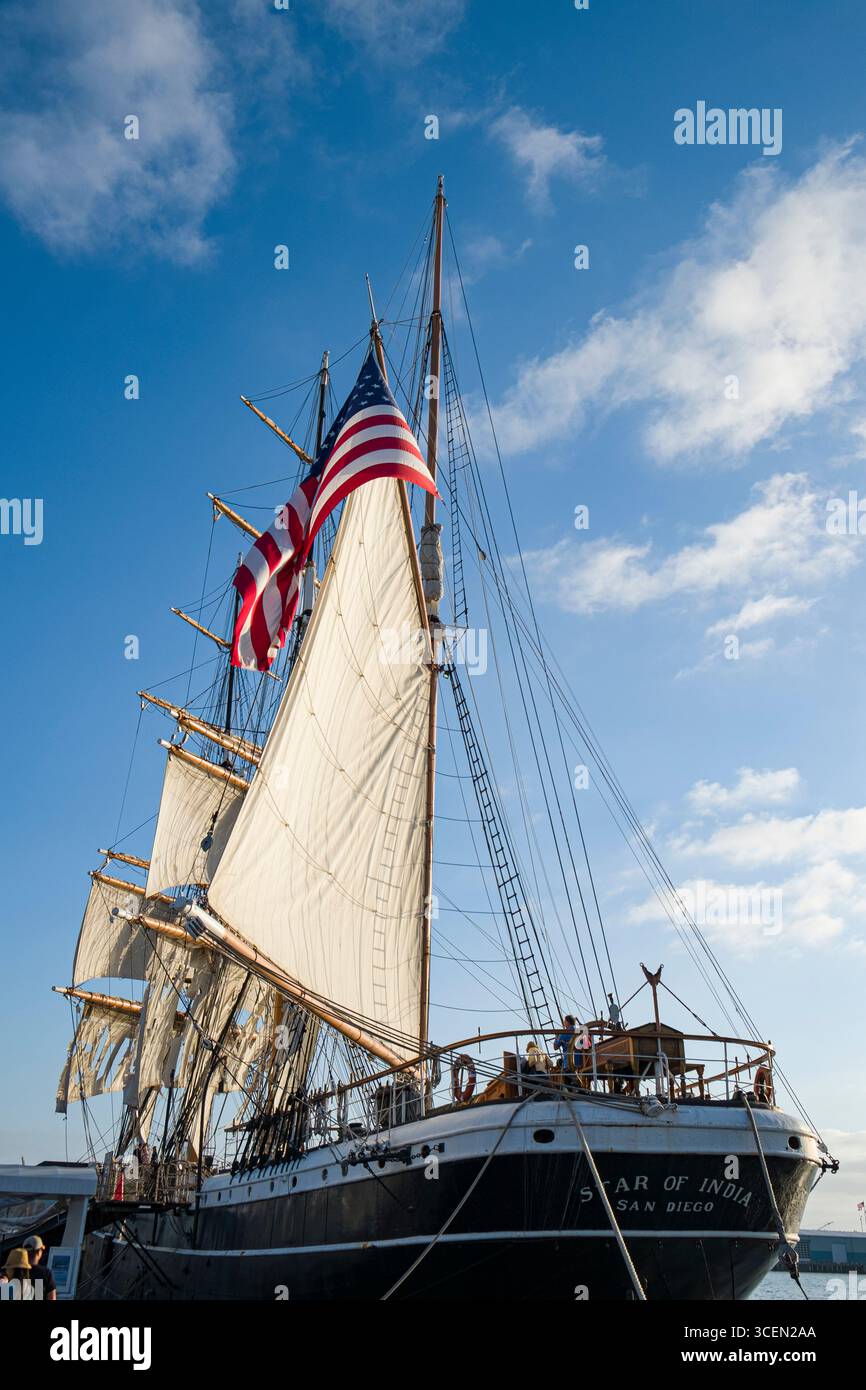 United States of America flag on the Star of India ship, North Harbor ...