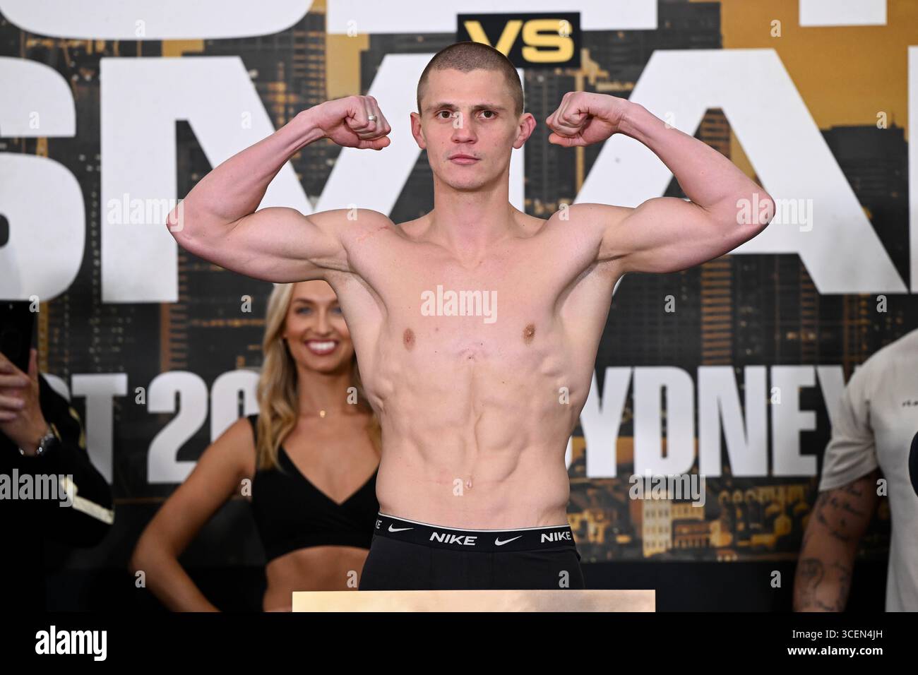 Australian boxer Nikita Tszyu poses following his weigh-in ahead of his ...