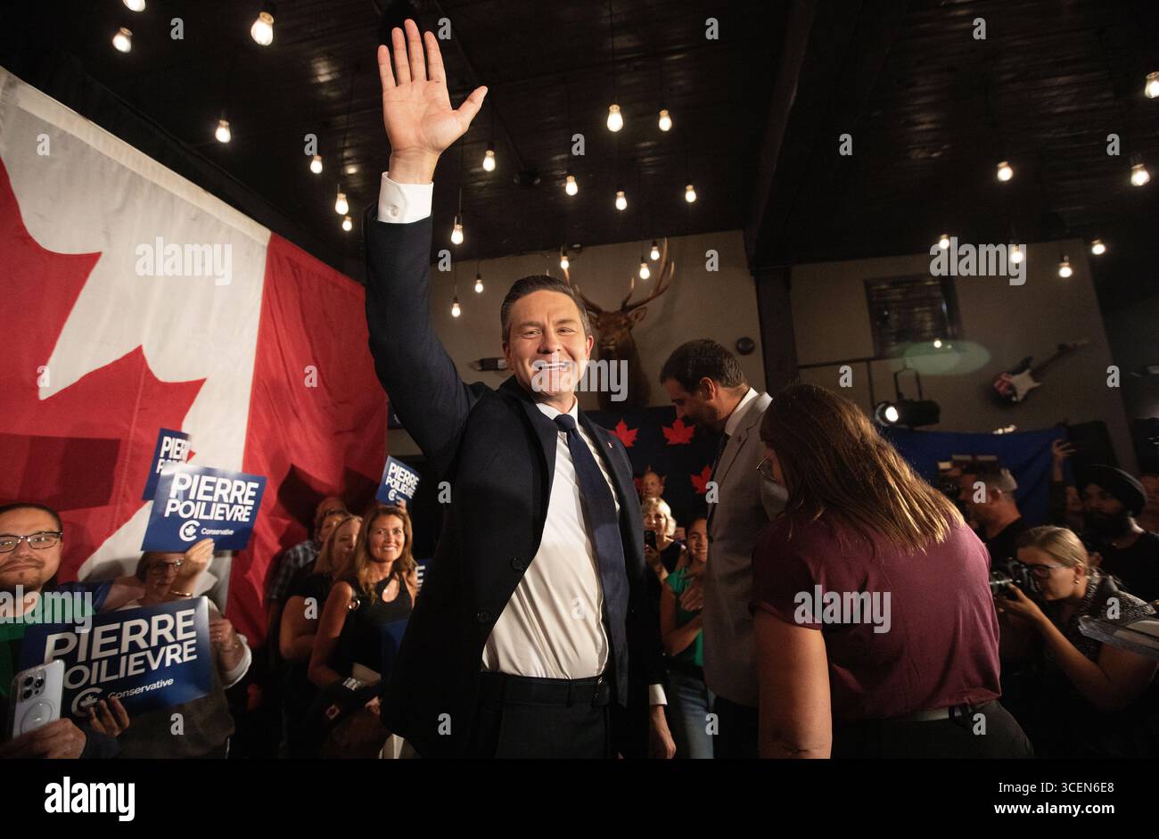 Conservative Party Leader Pierre Poilievre celebrates the win during ...
