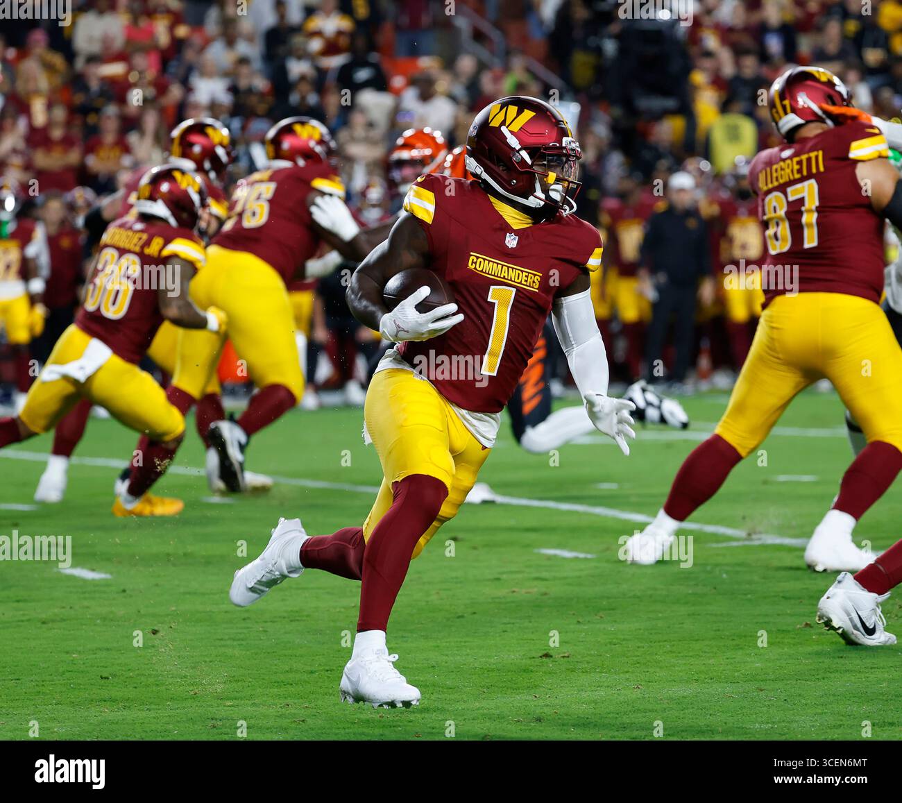 Aug 18, 2025: Washington Commanders WR #1 Deebo Samuel runs with the ...