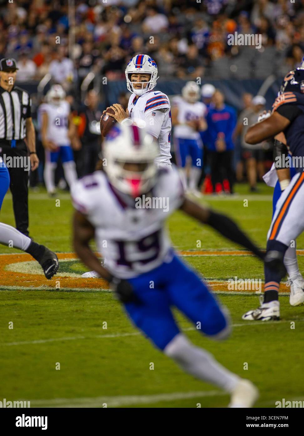 August 17, 2025: Buffalo Bills Quarterback Mike White (14) throws the ...