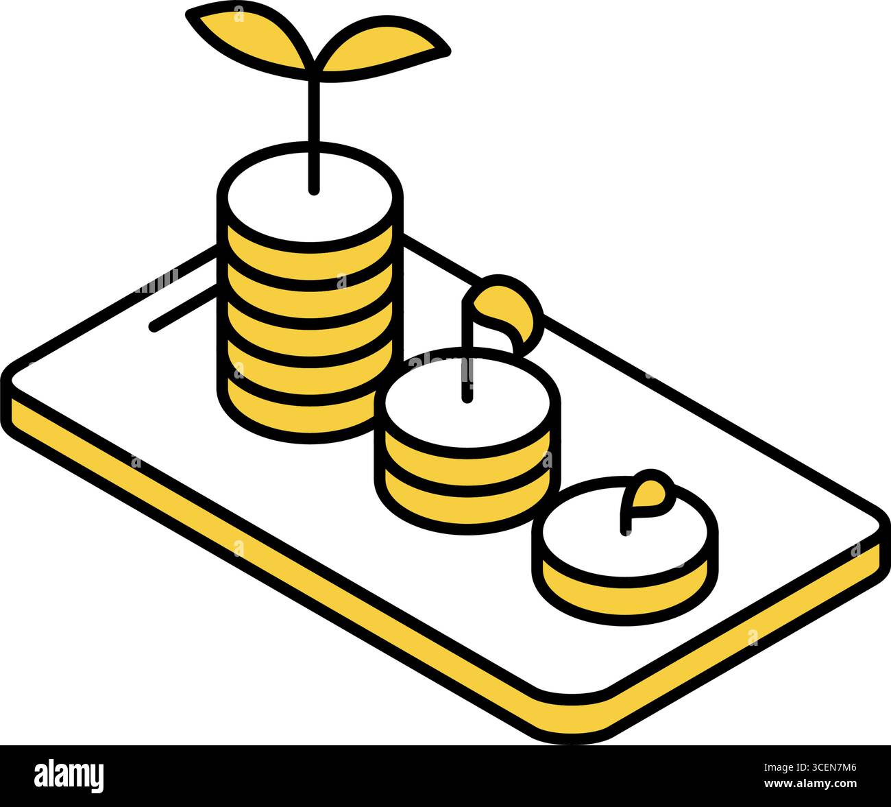 Fintech icon of smartphone with image of asset growth through ...
