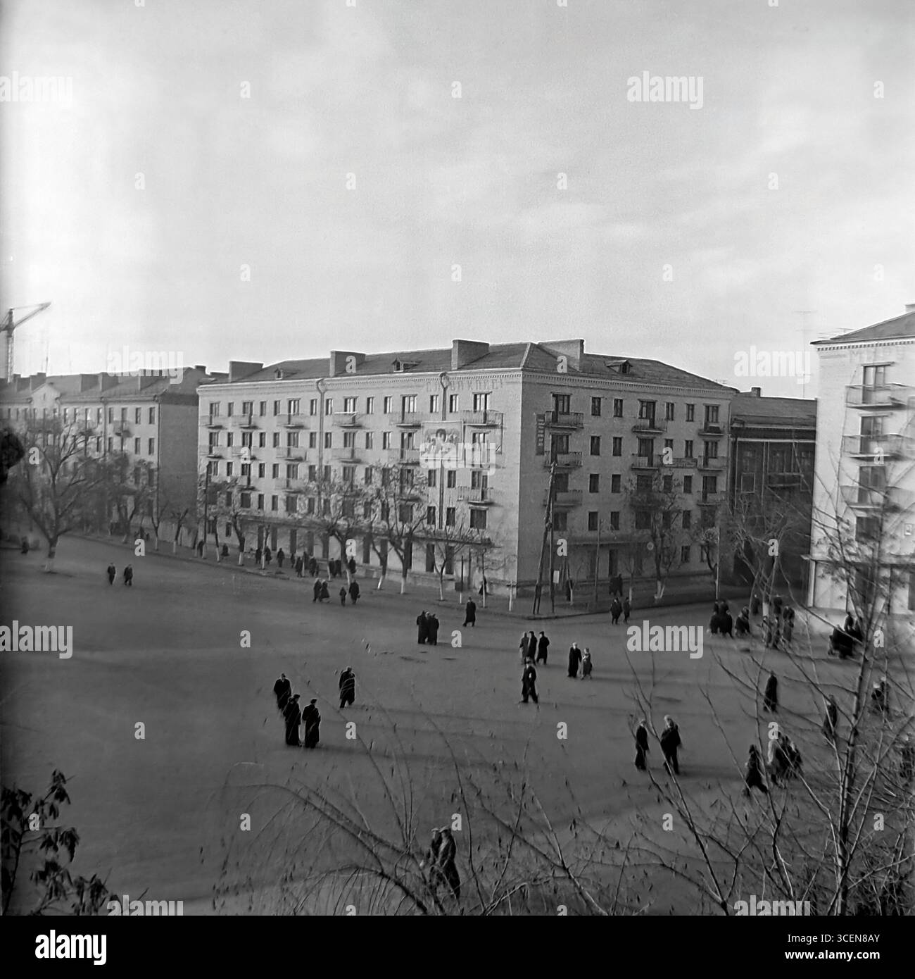 Archive panorama of the central square and Lenin Street in Sloviansk ...