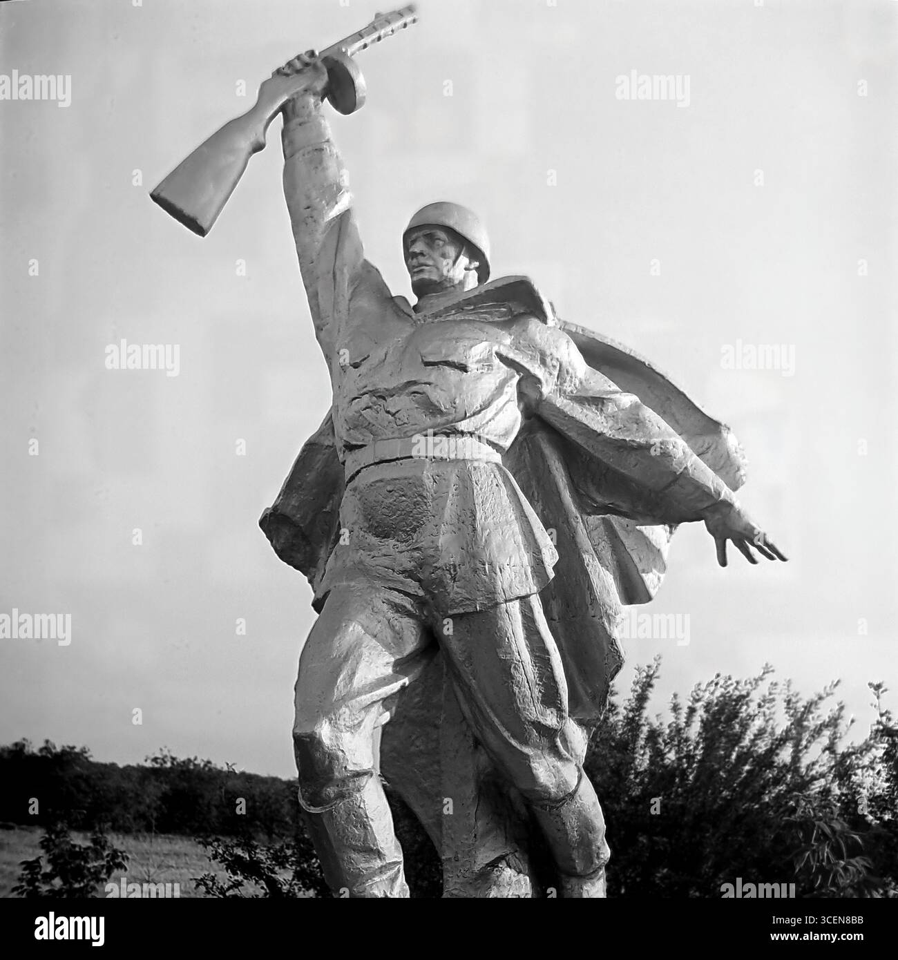 Archive photo of a typical Soviet monument to the Warrior-Liberator in ...