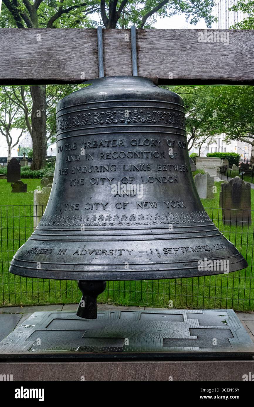 New York City - June 15, 2025: Bell of Hope at St Pauls Church, donated ...