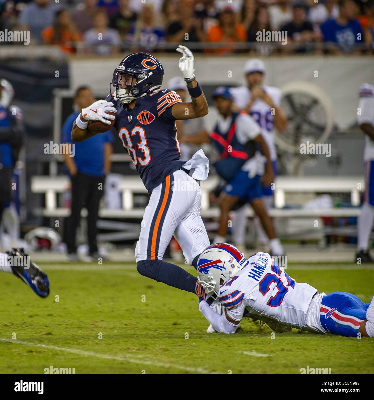 August 17, 2025: Chicago Bears Samori Toure (83) is tackled by Buffalo ...