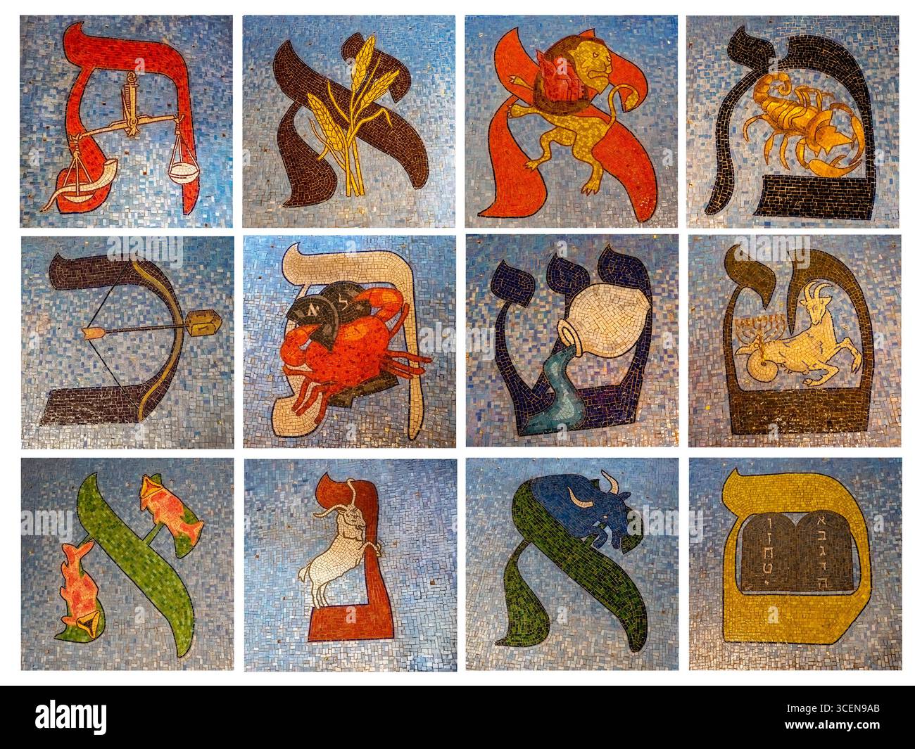 New York, USA - June 16, 2025: Jewish zodiac sign symbols made of small ...