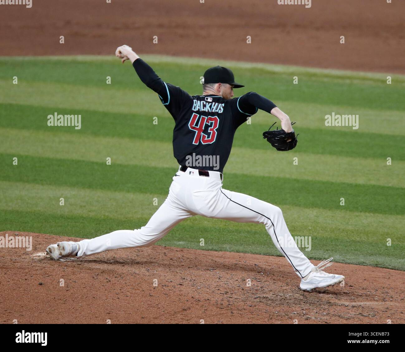 August 18, 2025: Arizona Diamondbacks relief pitcher Kyle Backhus (43 ...