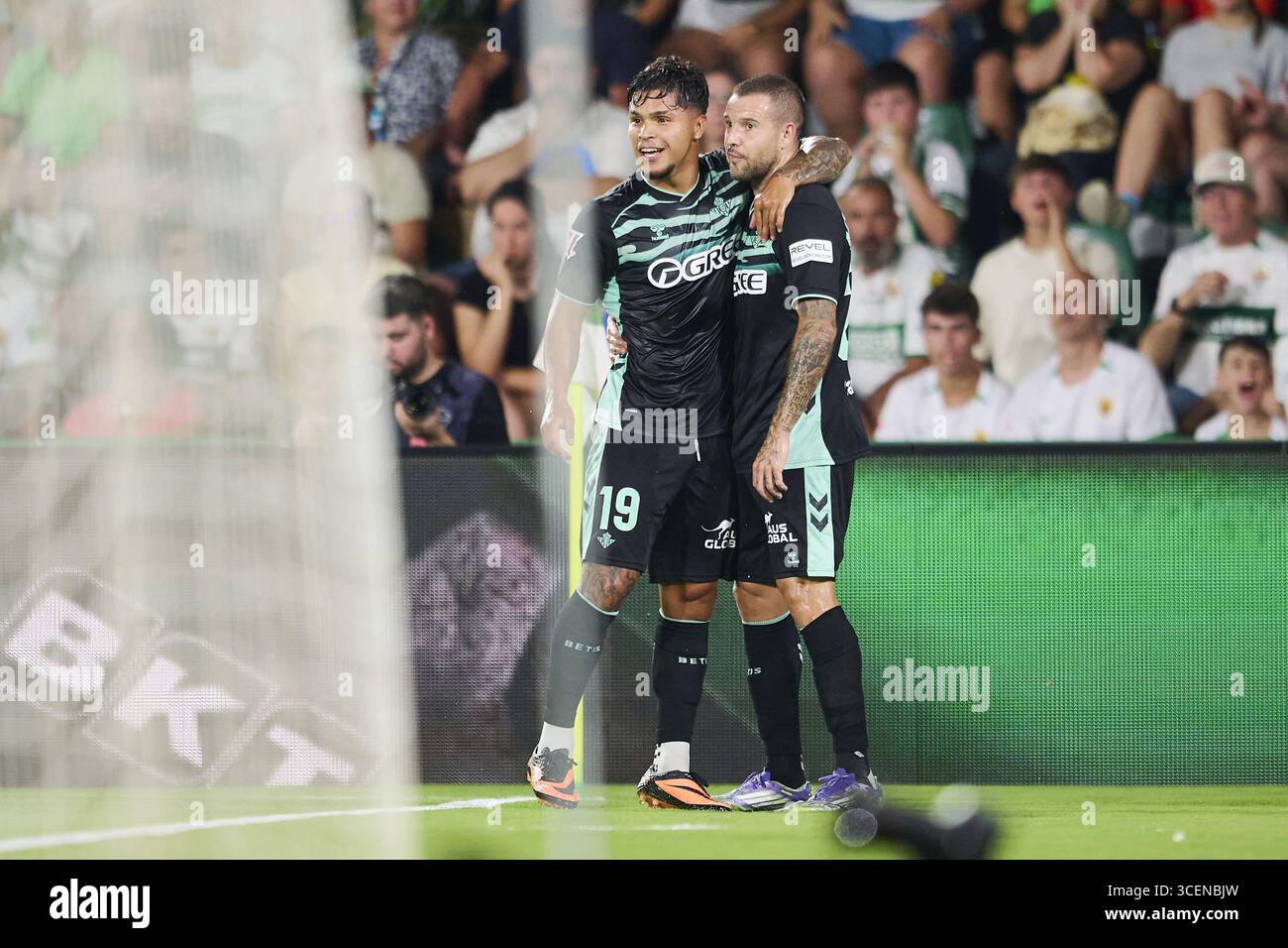 Aitor Ruibal of Real Betis celebrates his goal 0-1 with Cucho Hernandez ...