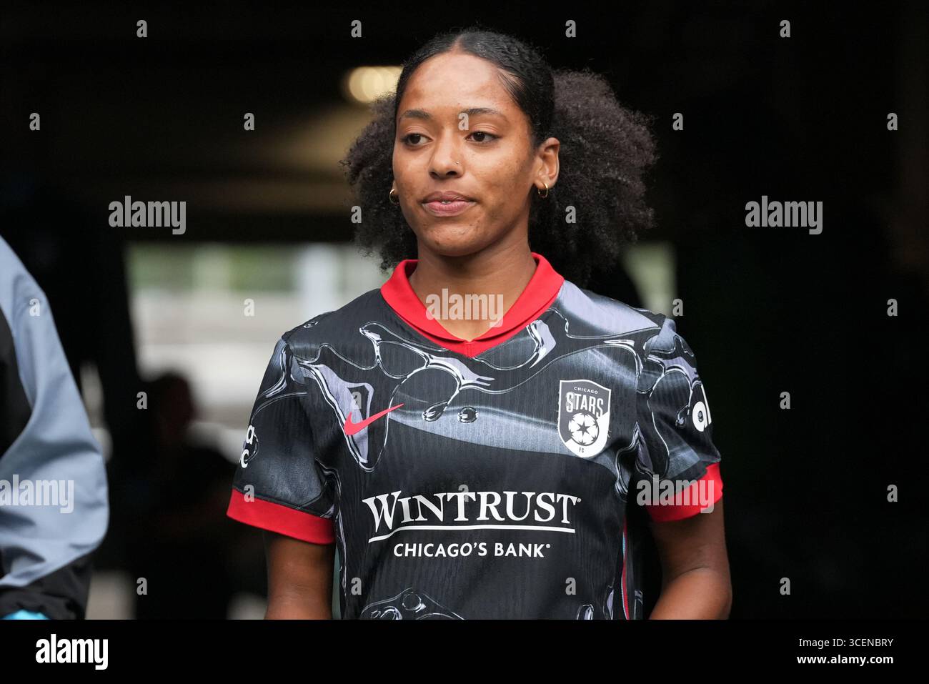 Chicago Stars FC midfielder Bea Franklin (20) enters the field before ...