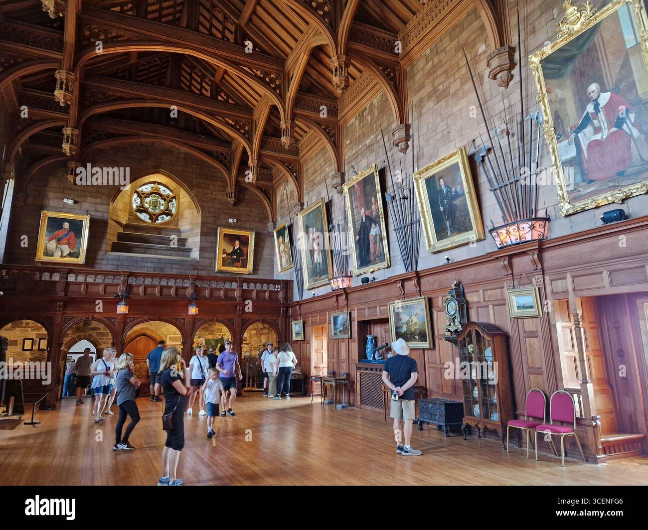 Interior of a grand hall at Bamburgh Castle, Northumberland Stock Photo ...