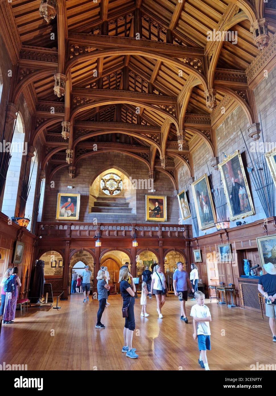 Interior of a grand hall at Bamburgh Castle, Northumberland Stock Photo ...