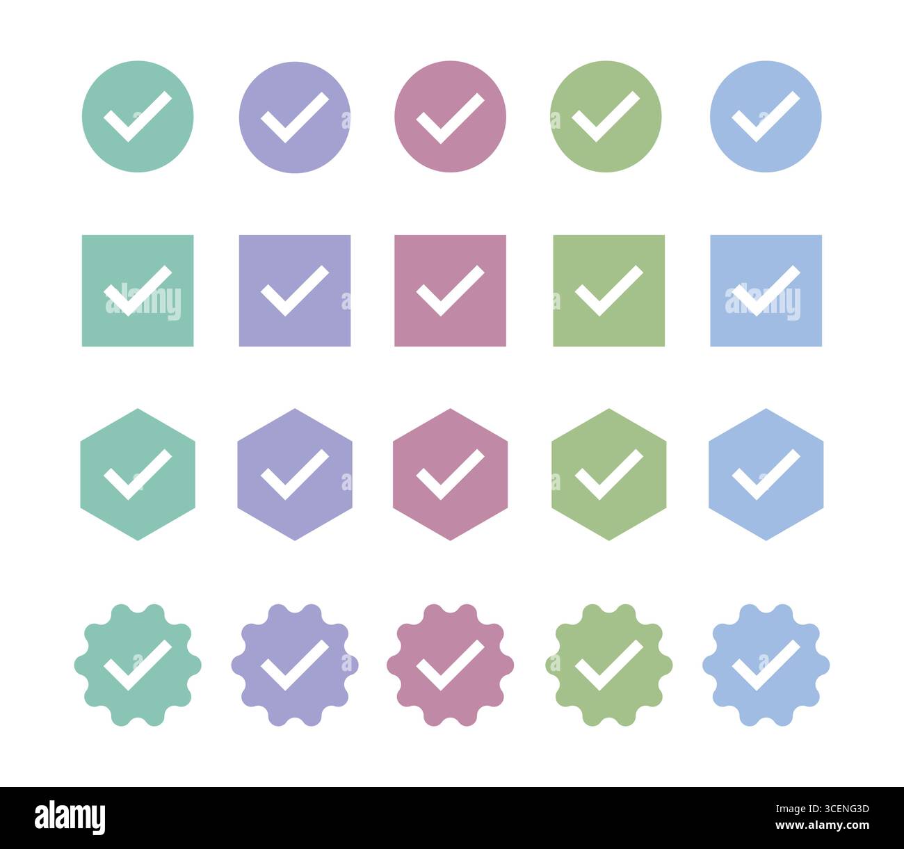 Checkmark icon set Vector illustration in flat style Stock Vector Image ...
