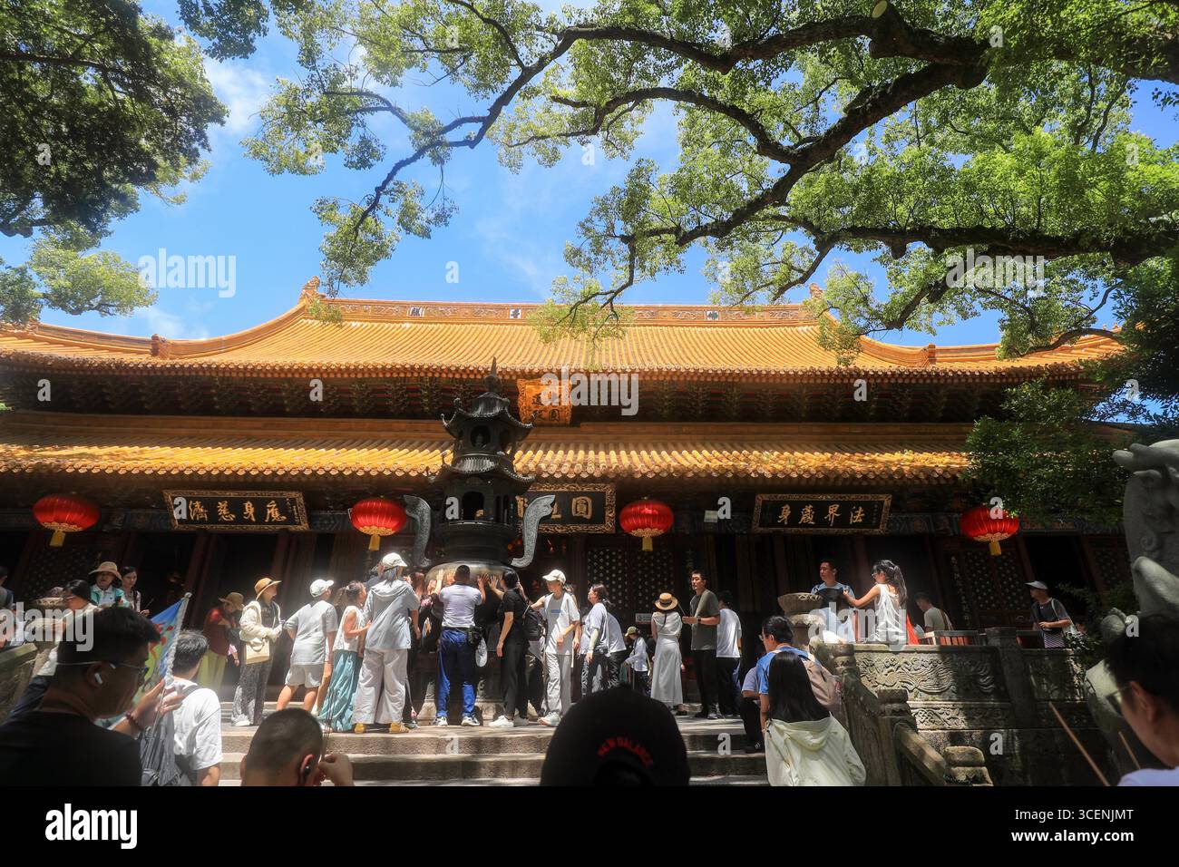 Tourists visit the Putuo Mountain scenic area in Zhoushan City, east ...