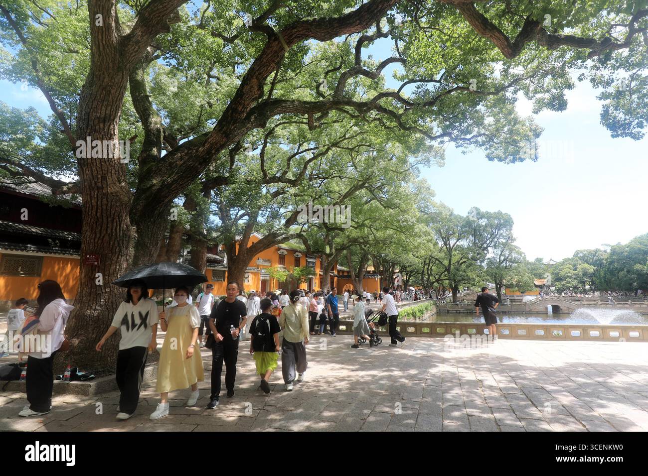 Tourists visit the Putuo Mountain scenic area in Zhoushan City, east ...