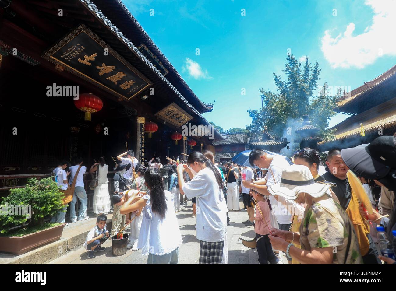 Tourists visit the Putuo Mountain scenic area in Zhoushan City, east ...