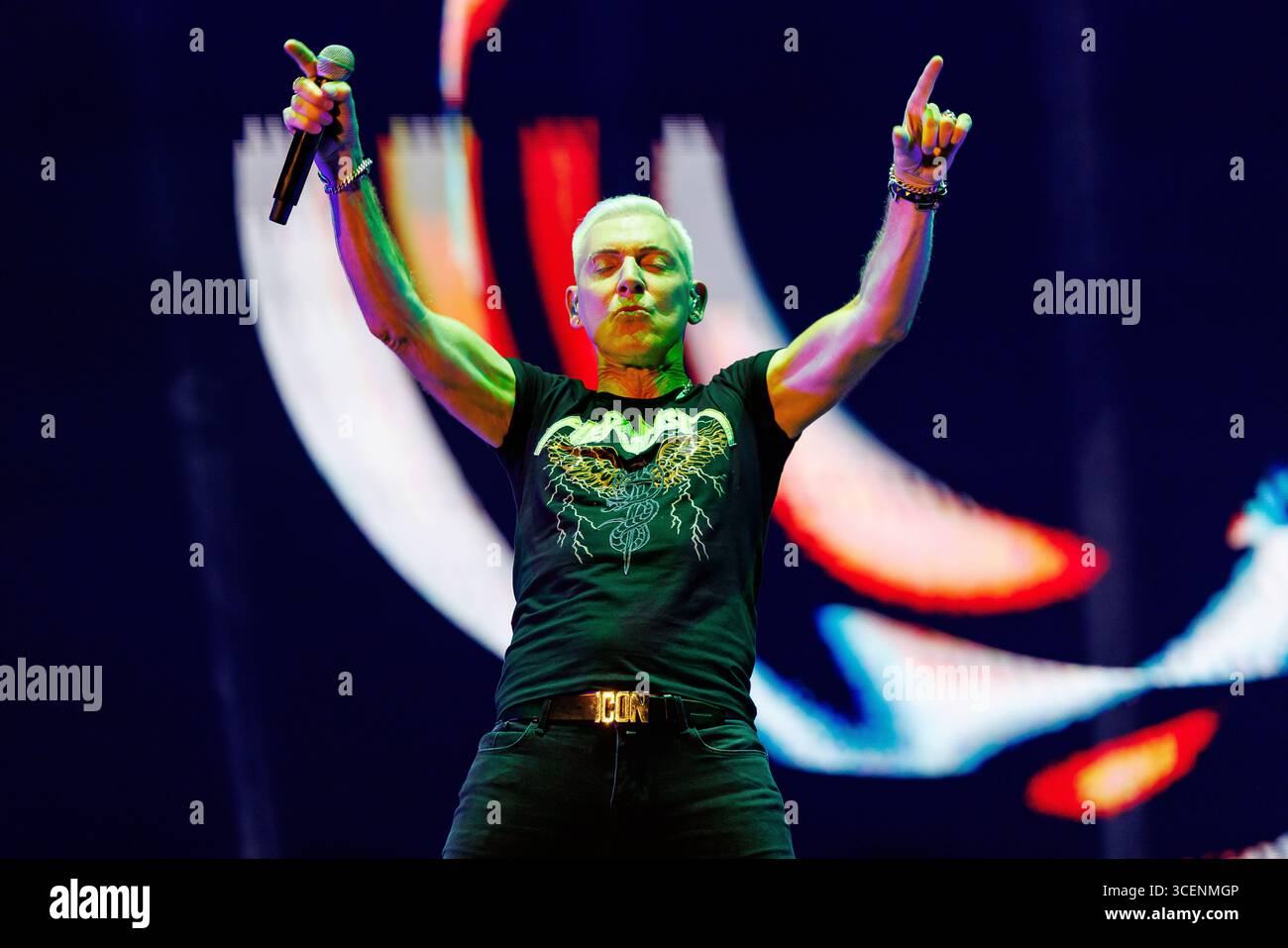 Frontman H. P. Baxxter of the band Scooter during a concert on the ...