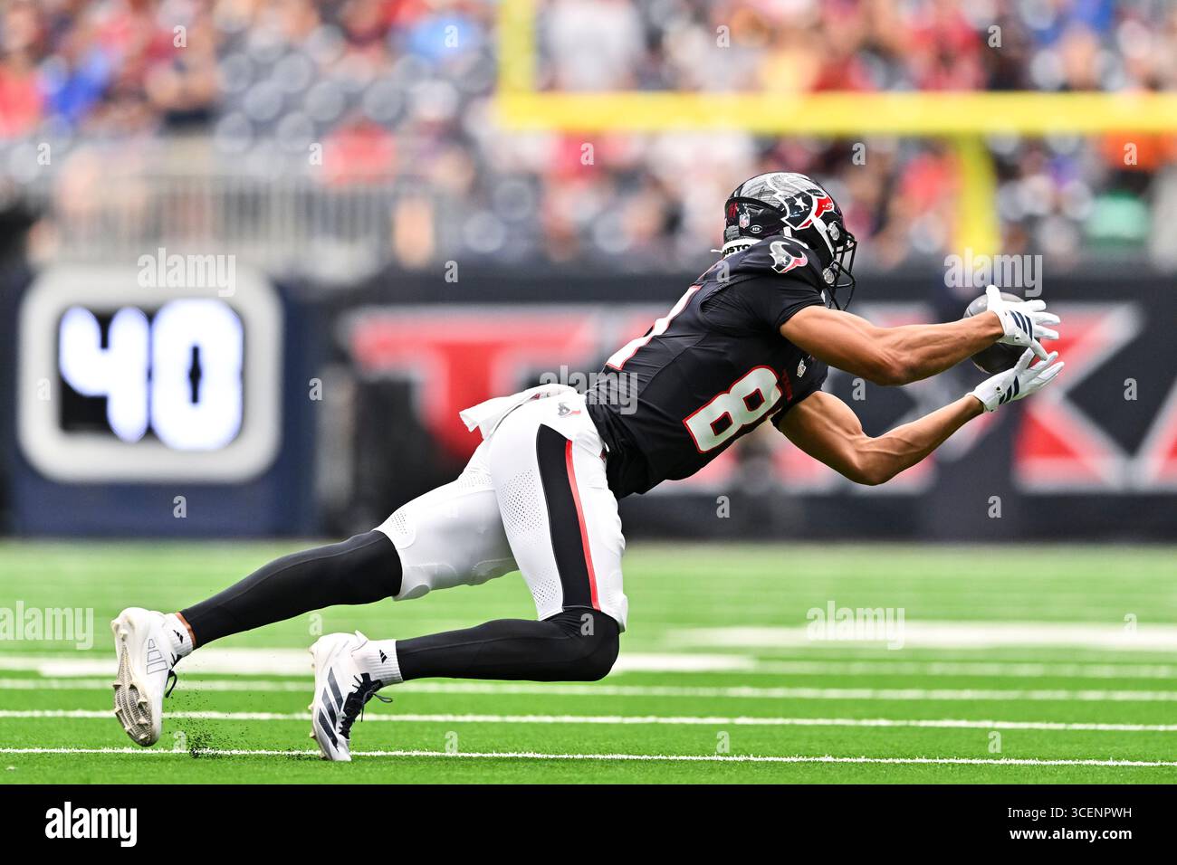 Houston Texans wide receiver Jayden Higgins (81) receives a pass ...