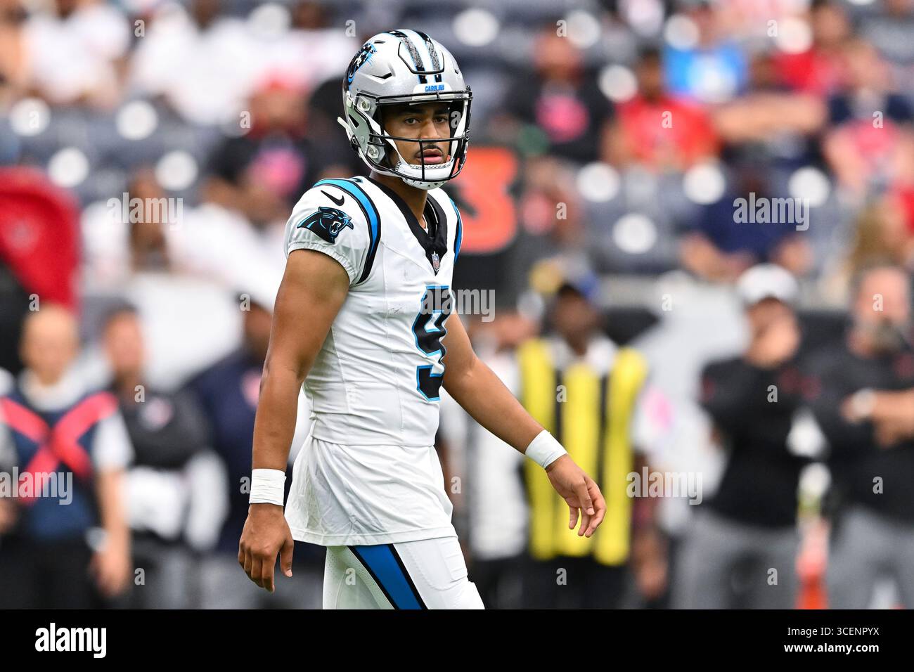 Carolina Panthers quarterback Bryce Young (9) looks on during an NFL ...