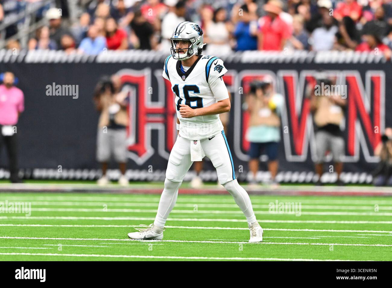 Carolina Panthers quarterback Jack Plummer (16) looks on against the ...