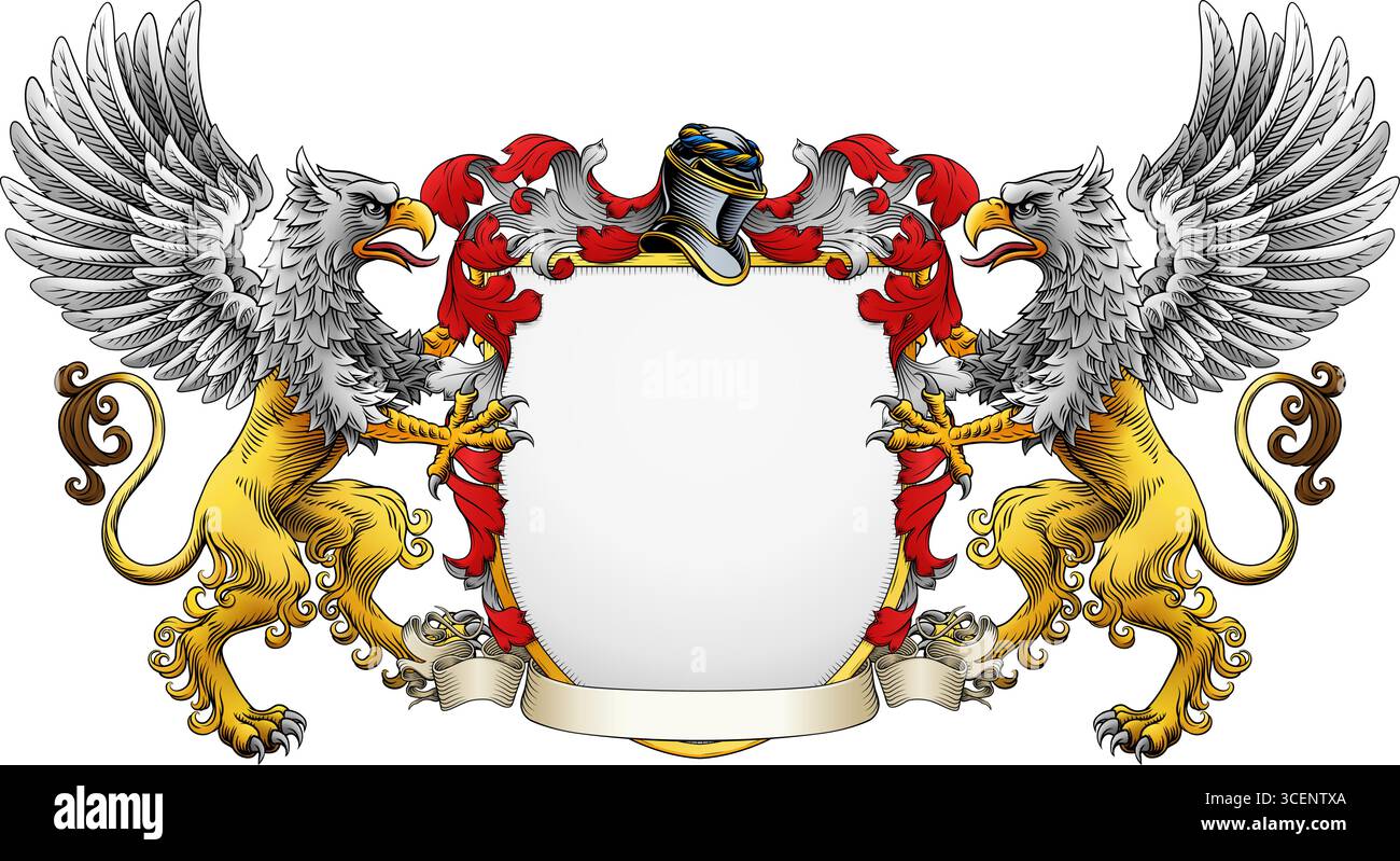 Griffin Coat of Arms Crest Heraldic Knight Shield Stock Vector Image ...