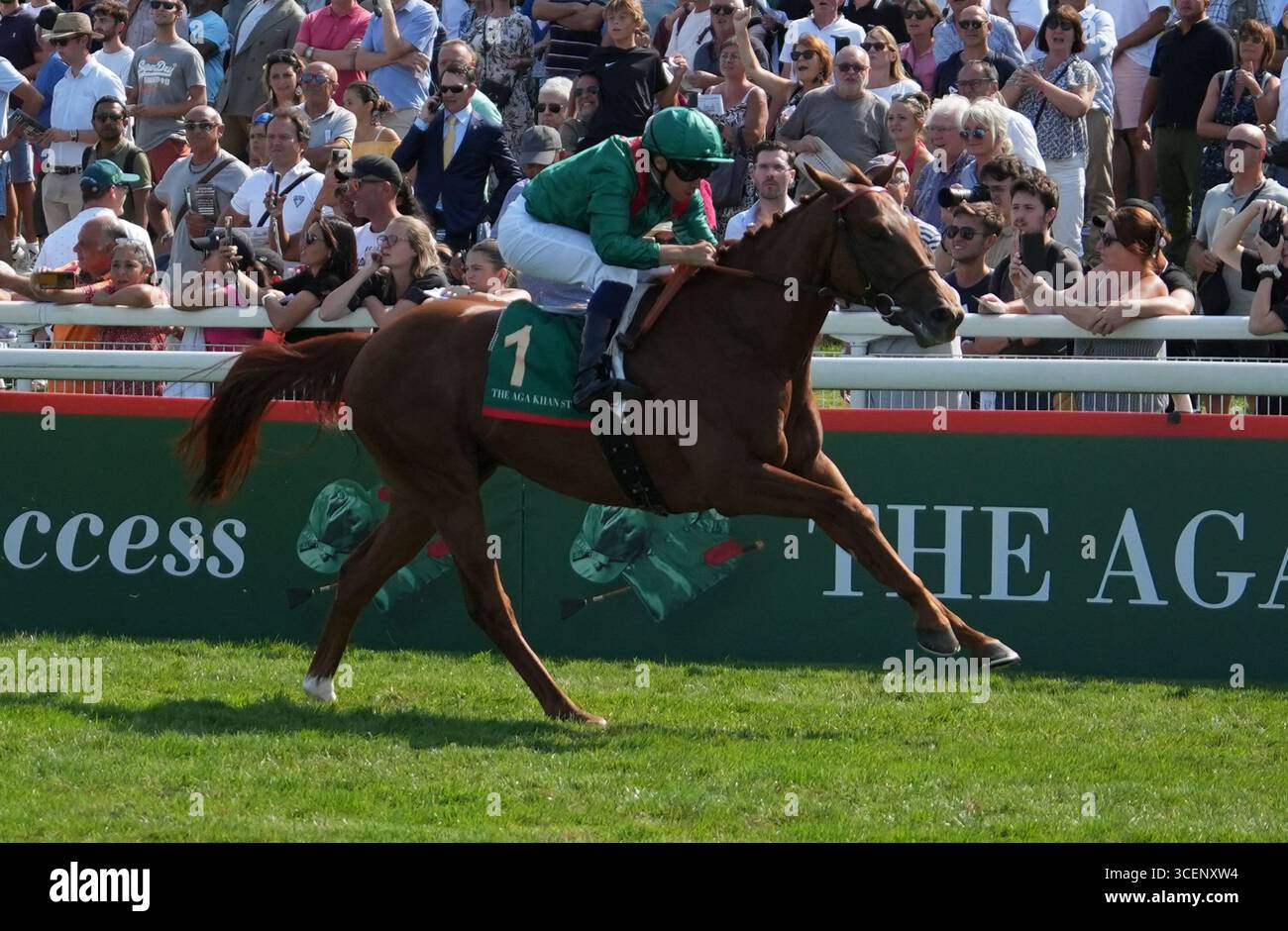 RAYIF of MICKAEL BARZALONA during the 2025 THE AGA KHAN STUDS PRIX FRANCOIS BOUTIN on 17 AUGUST ...