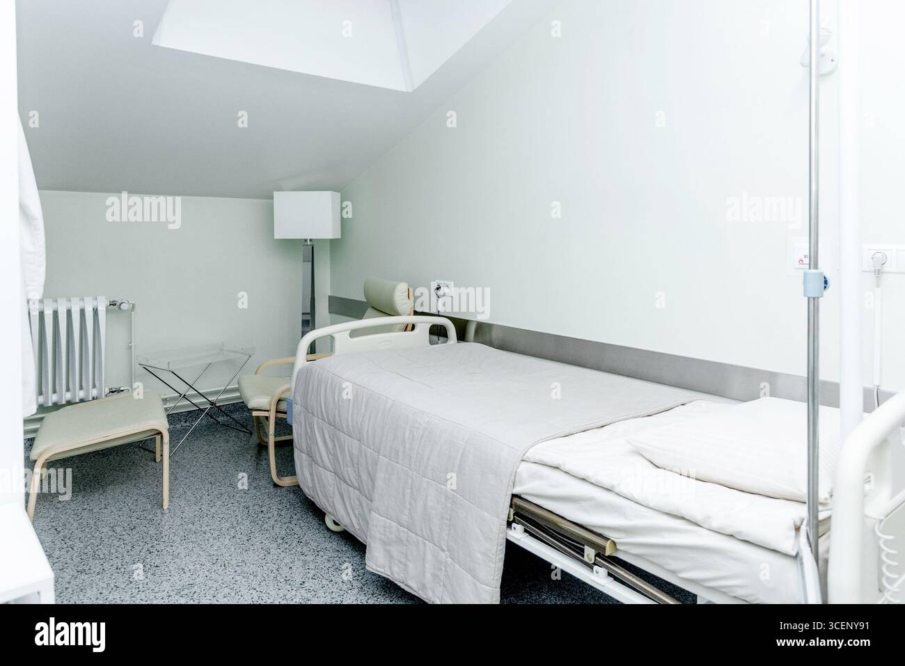 Single Patient Hospital clinic ward Room infirmary with Bed and Medical ...