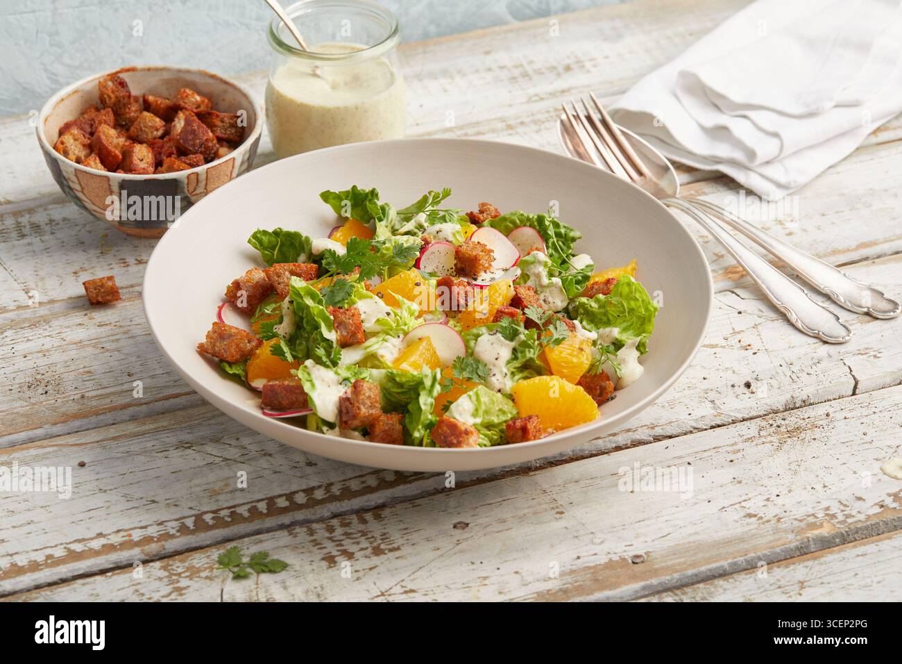 Fresh homemade caesar salad hi-res stock photography and images - Alamy
