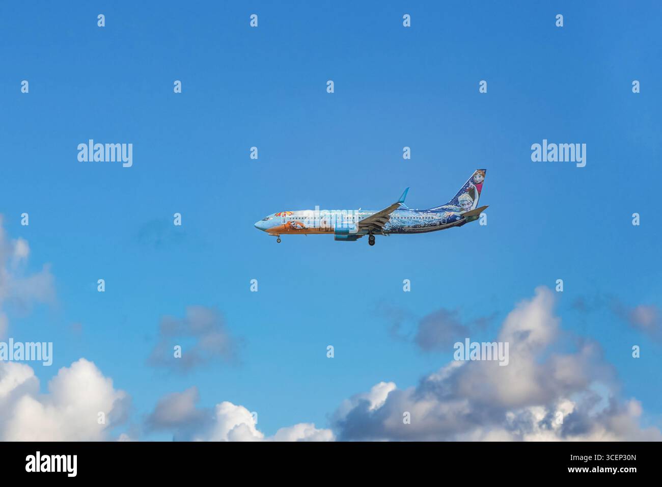 Passenger airplane on the way to Vancouver International Airport Canada ...