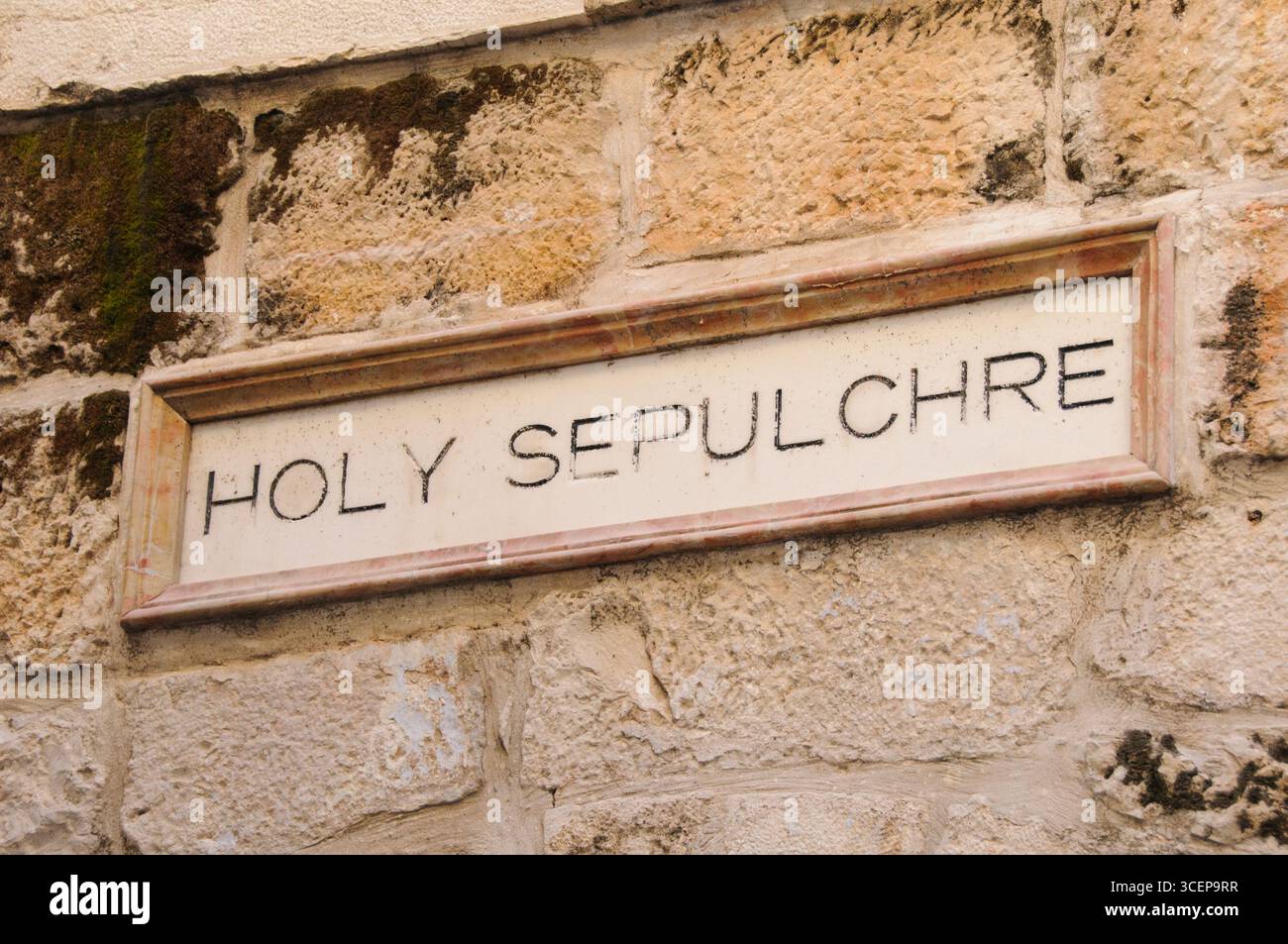 Engraved sign marking the entrance to the plaza outside the Church of ...