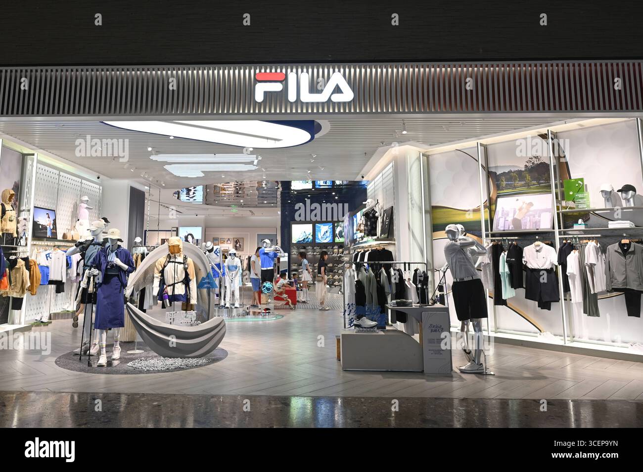 Shenzhen daily life A Italy brand FILAs shop in the shopping mall on ...