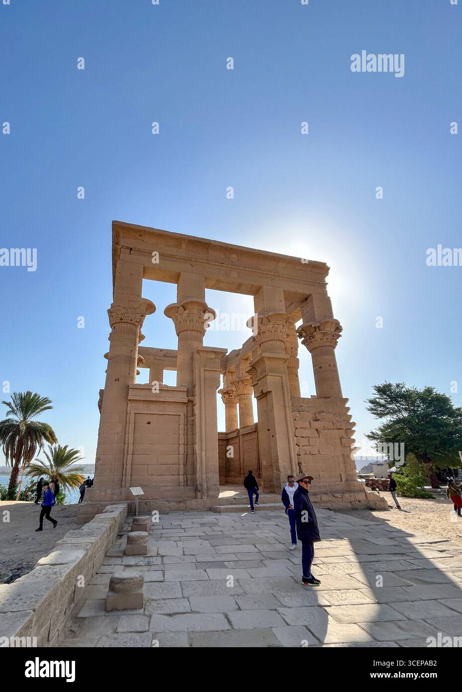 Trajan's Kiosk or Pharaoh's Bed on Agilkia Island, Aswan, Egypt Stock ...