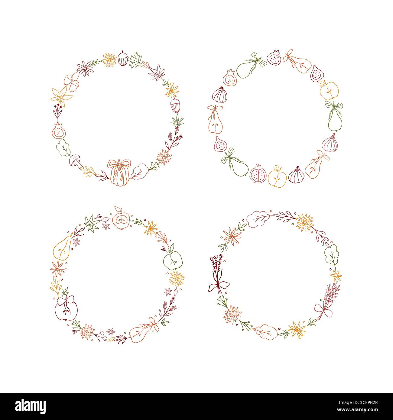 Fruit line art set Stock Vector Images - Alamy