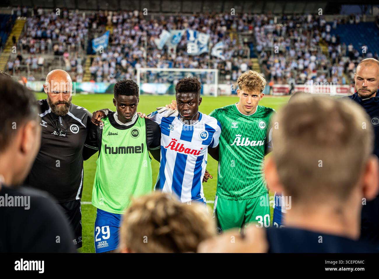 Odense, Denmark. 18th, August 2025. Goalkeeper James Gomez, Yaya Bojang ...