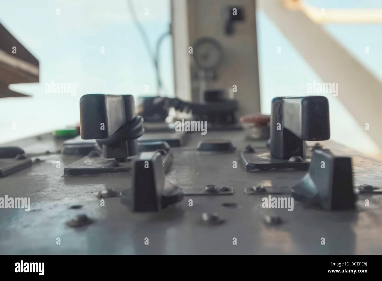 levers and buttons on the excavator control panel under the operator's ...