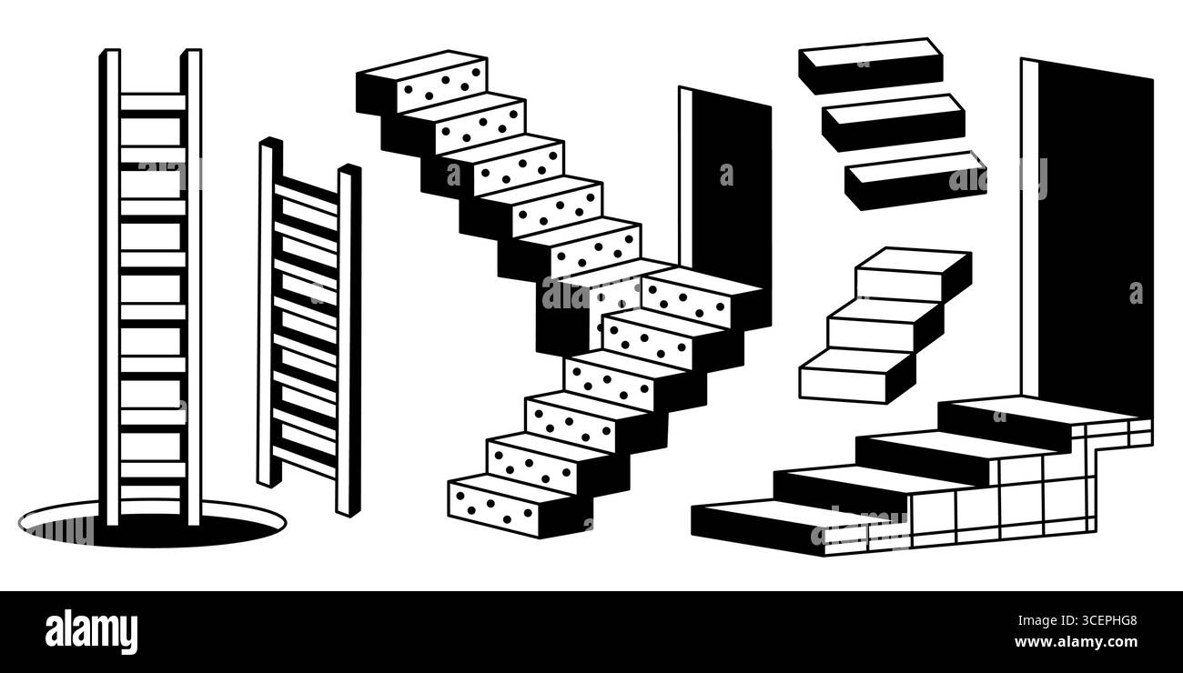 Ladder collection Black and White Stock Photos & Images - Alamy