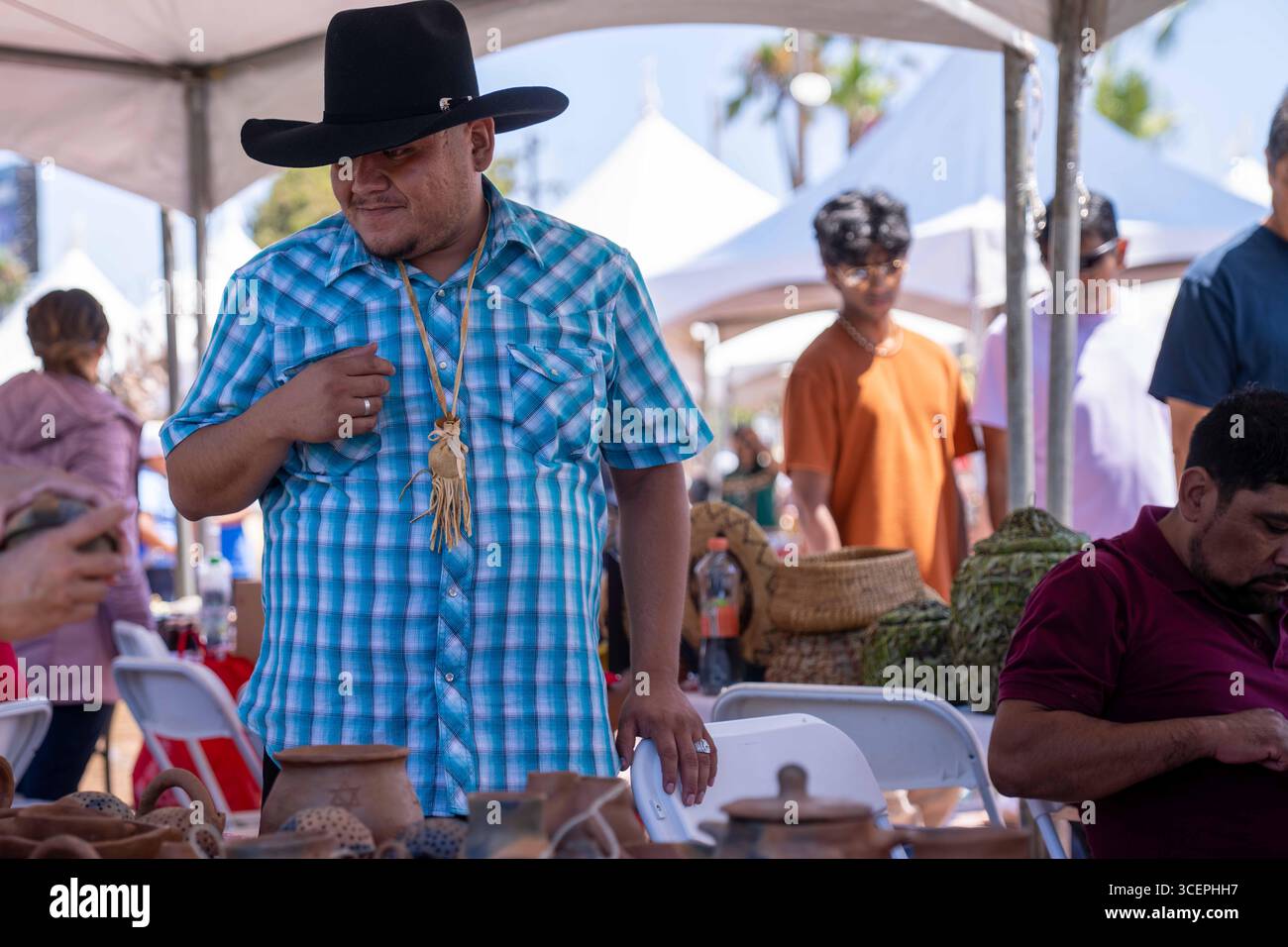Ensenada, Mexico. 16th Aug, 2025. Kenneth Reza, a traditional singer of ...
