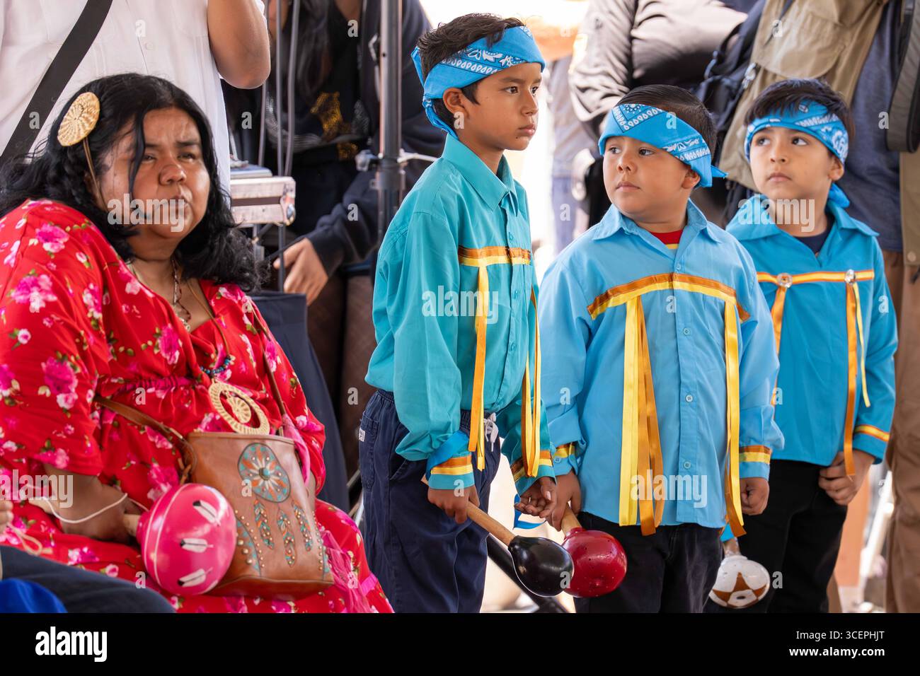 Delfina Albañez and young Cucapá singers known as “Los Camaroncitos ...
