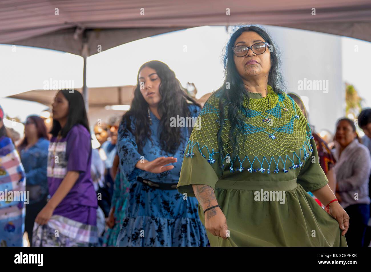 Yinna Almaraz of the Kumiay community from La Huerta and Lucia Lagunas ...