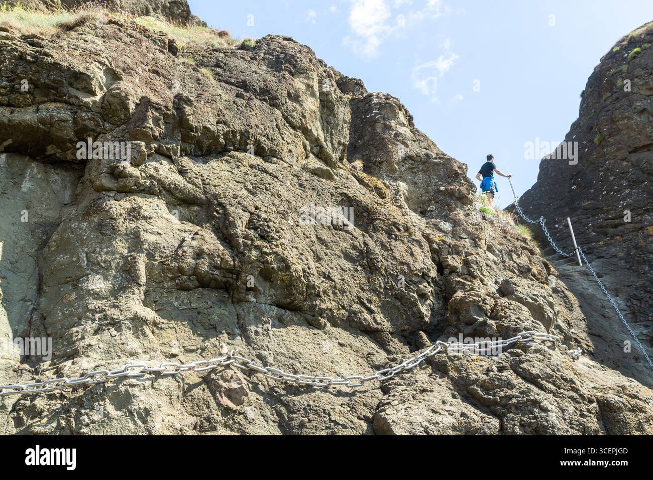 Walker tackling the Chain Walk Elie, Fife, Scotland Stock Photo - Alamy
