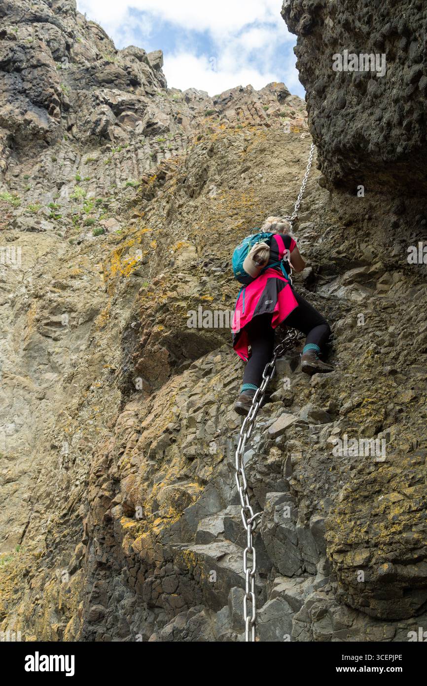 Walker tackling the Chain Walk Elie, Fife, Scotland Stock Photo - Alamy