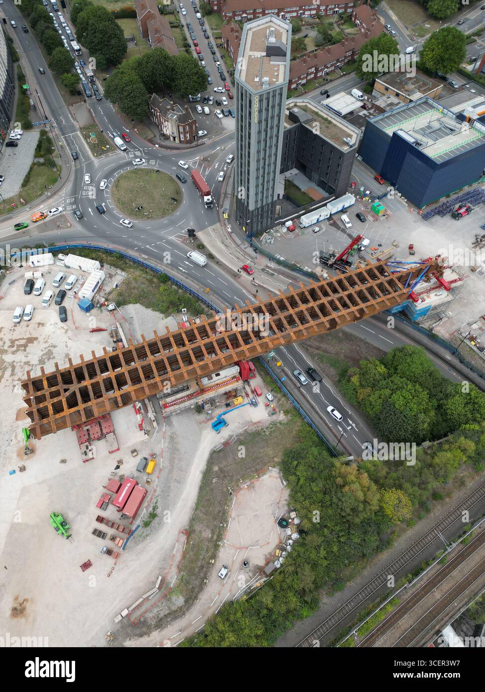 An aerial view of HS2’s Lawley Middleway Bridge, which is currently ...