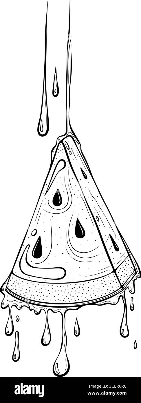 Watermelon slice with drops line art Stock Vector Image & Art - Alamy