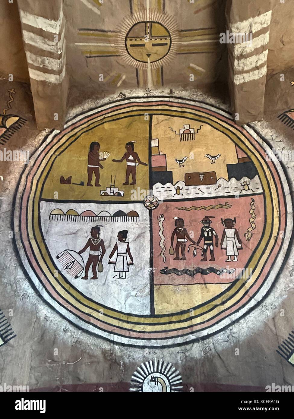 Native American style mural in Desert View Watchtower, Grand Canyon NP ...