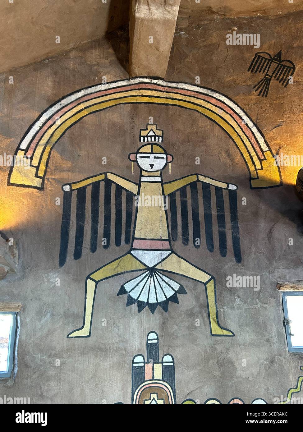 Native American style mural in Desert View Watchtower, Grand Canyon NP ...