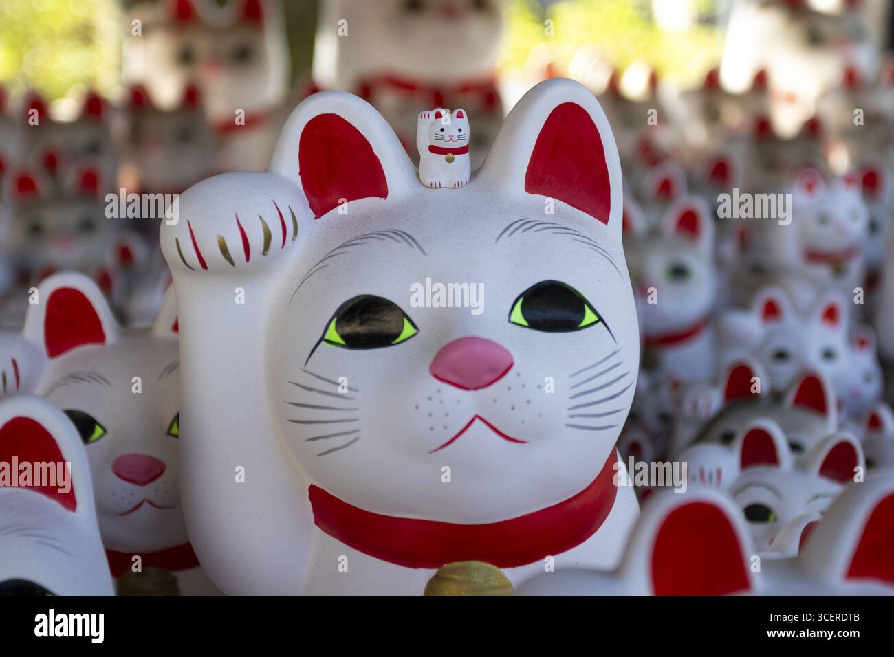 Sightseeing, tourist attraction, close-up of Maneki-Neko, waving cat ...